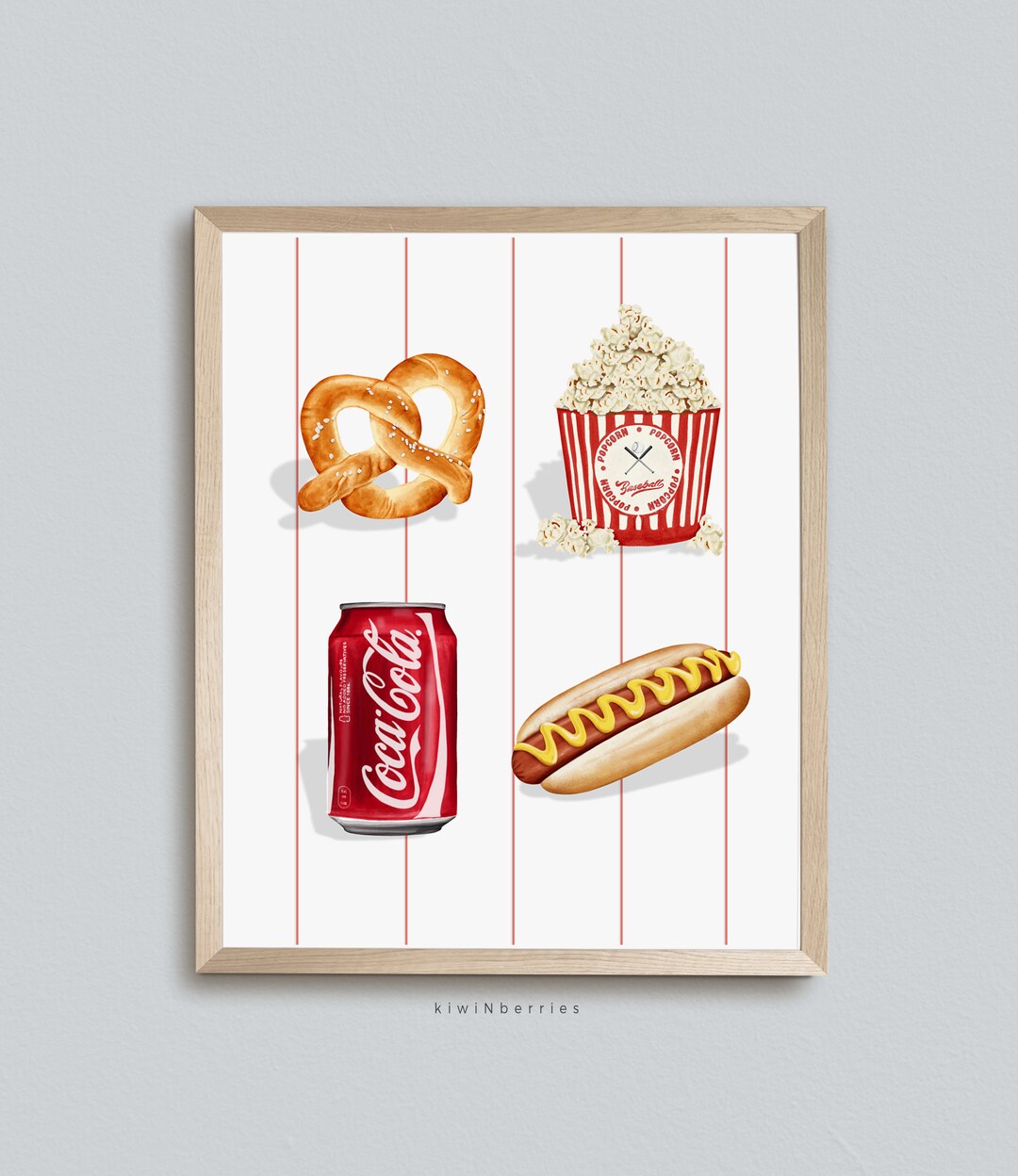 Baseball Stadium Food Print, Junk Food Printable Art, Sport Field Food ...