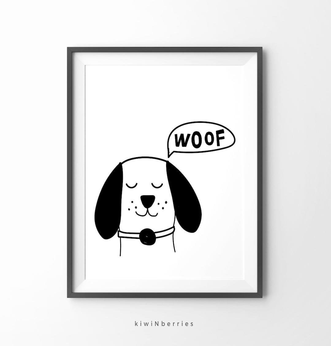 Hand Drawn Dog Print, Black and White, Kids Printables, Dog Puppy Doggy ...