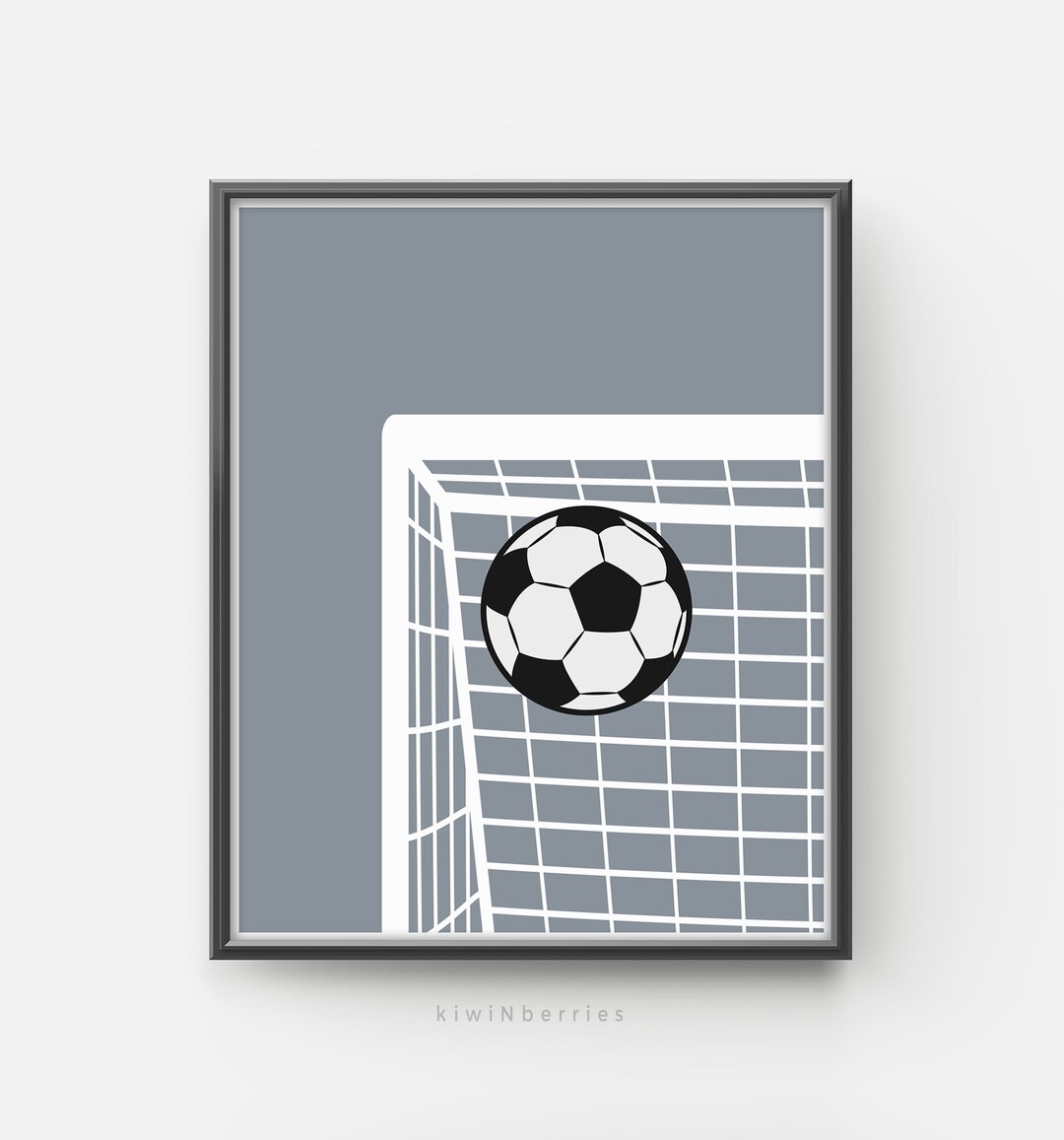 Soccer Goal Print, Printable Sport Poster, Blue Green Wall Art, Kids ...