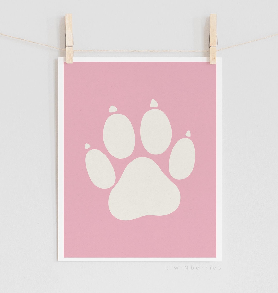 Pink Dog Paw Print, Paw Poster, Girls Nursery Wall Art, Puppy Nursery ...