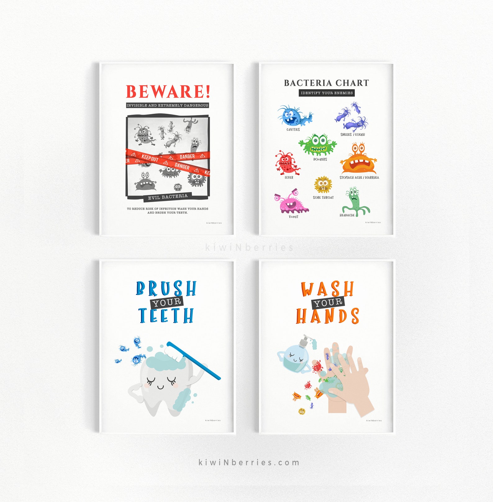 Bacteria Awareness for Kids Print Fun Educational Prints | Etsy