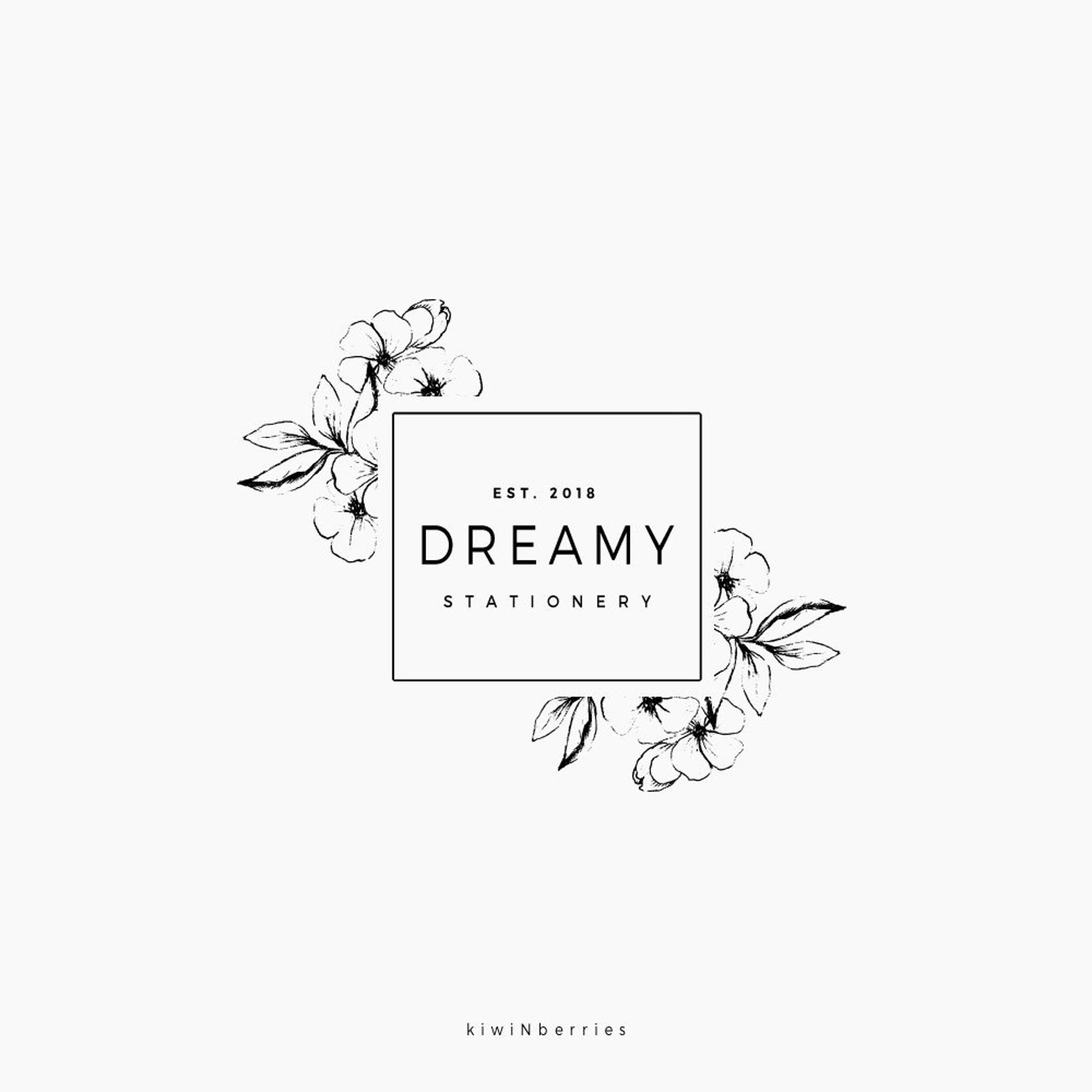 Floral Logo Design Square Logo Design Hand Drawn Logo | Etsy