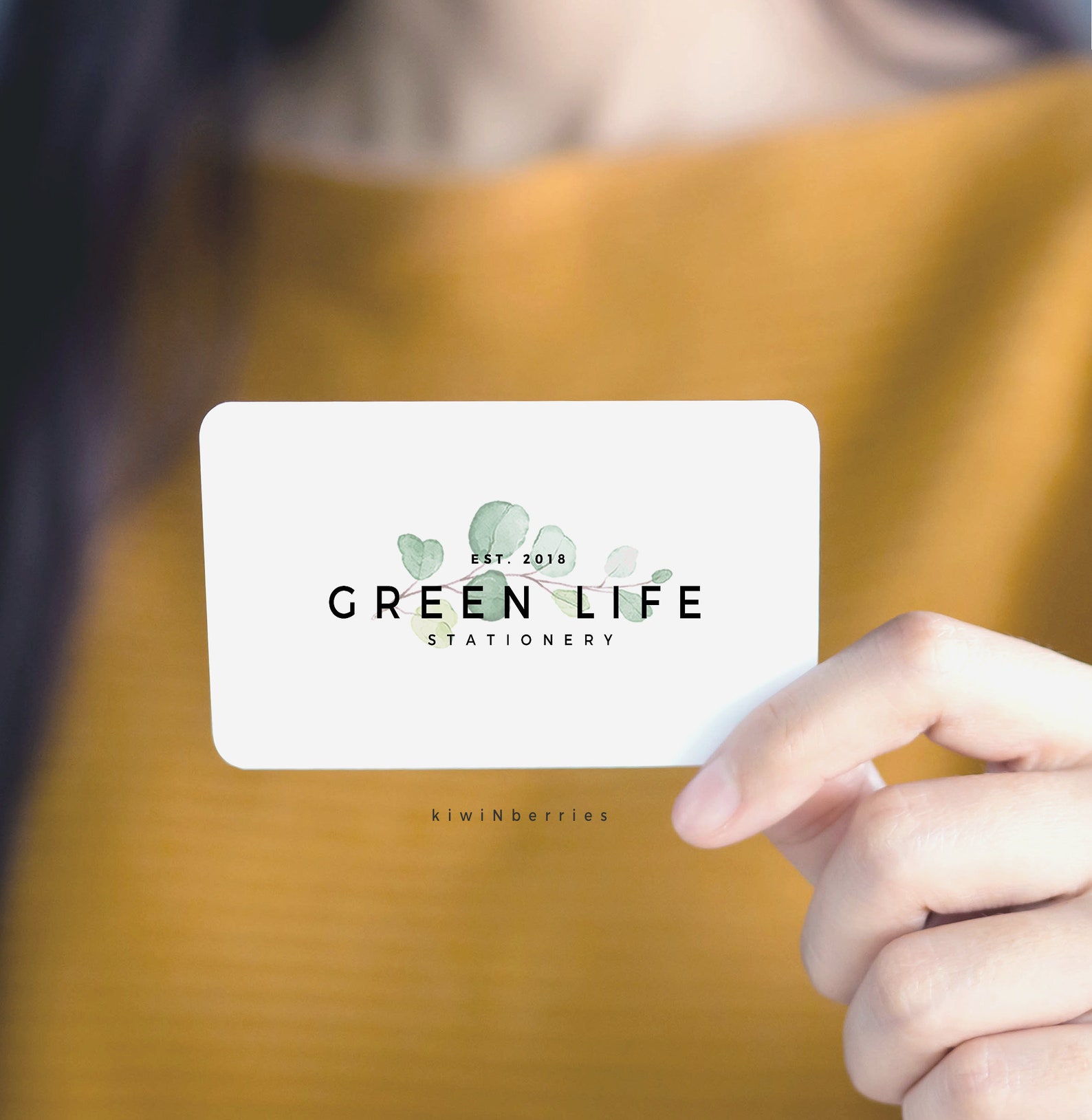 Greenery Logo Logo Design Watercolor Leaf Logo Minimalist | Etsy