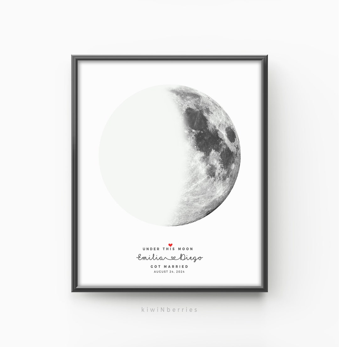 Personalised Moon Print, Couples Print, Digital Printable Art, Moon ...
