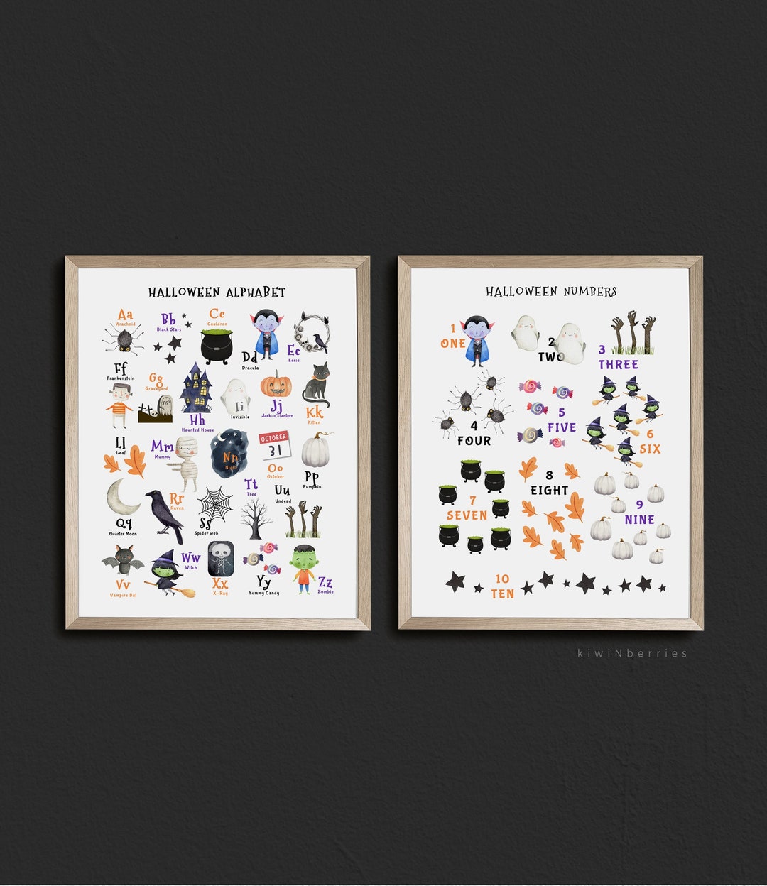 Halloween Alphabet and Numbers, Homeschool Halloween Prints, Printable ...