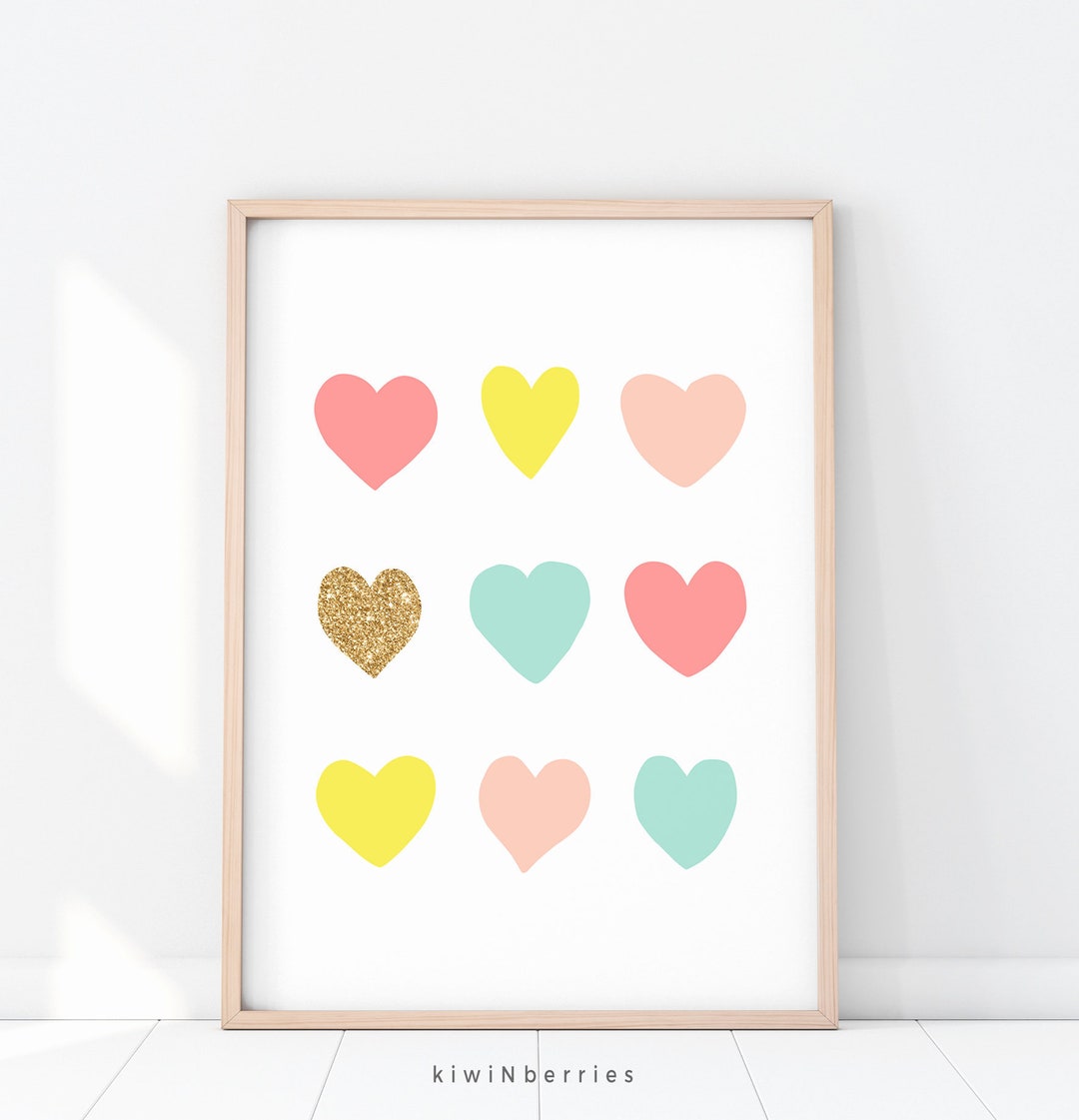 Heart Print, Girl's Wall Art, Printable Decor, Girls Room Art ...