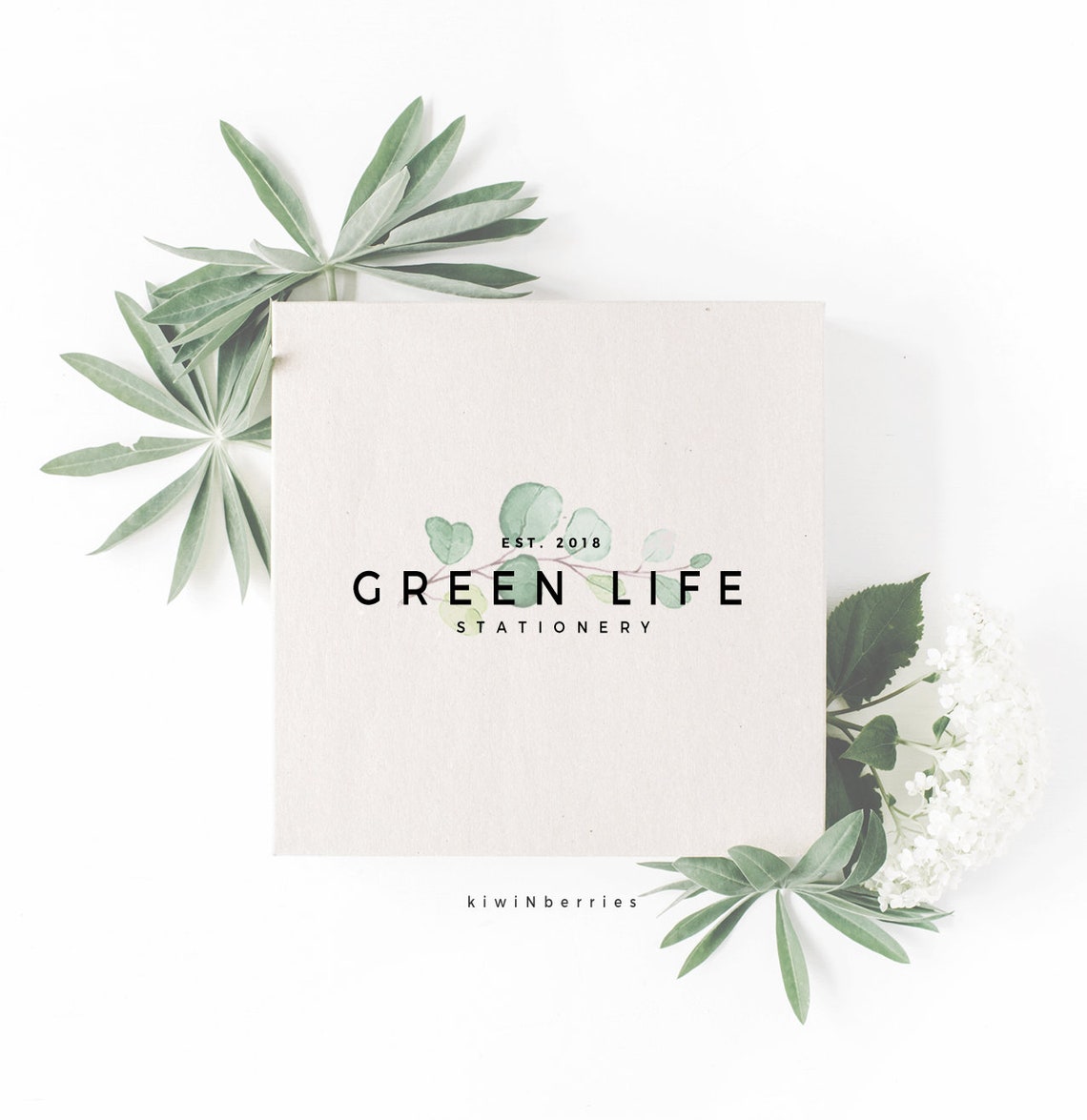 Greenery Logo Logo Design Watercolor Leaf Logo Minimalist | Etsy