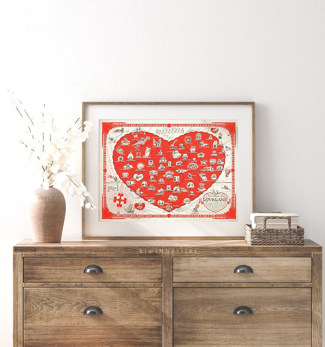 Loveland Map Print, Printable Vintage Illustration, Valentines Day Love ...