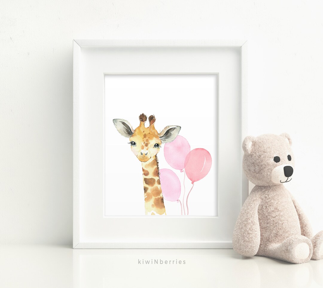 Baby Giraffe Printable, Pink Nursery Decor, Girl Nursery Printable ...