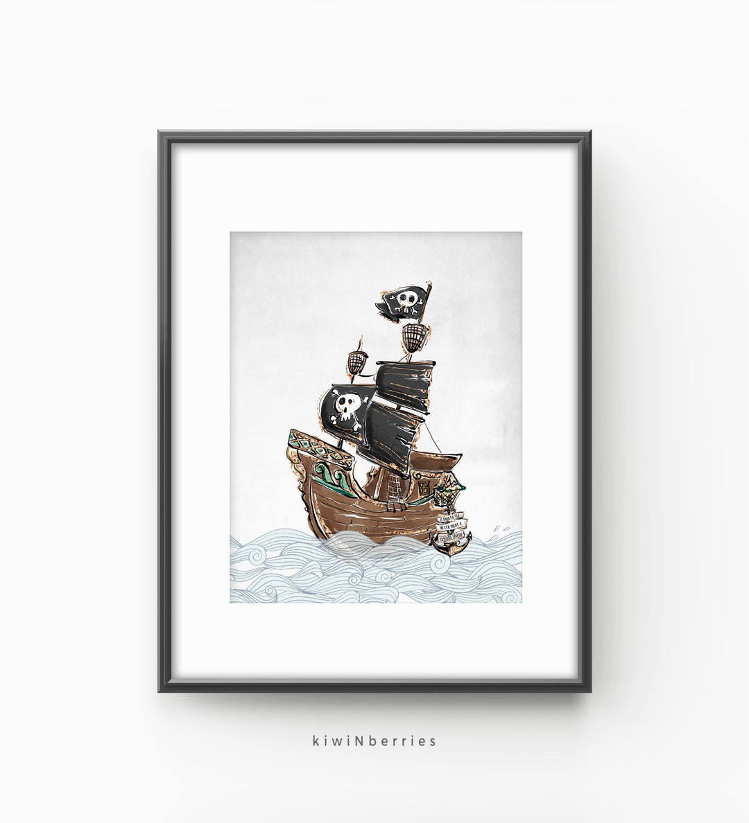 Pirate Ship Art Print: Nautical Boys Room Decor (digital Download) - Etsy