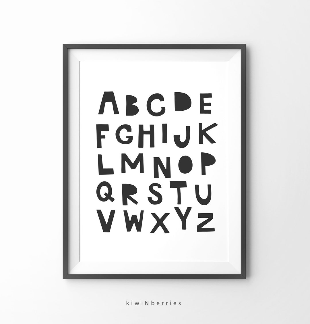 Alphabet Print, Black and White Alphabet, Educational Prints, Alphabet ...