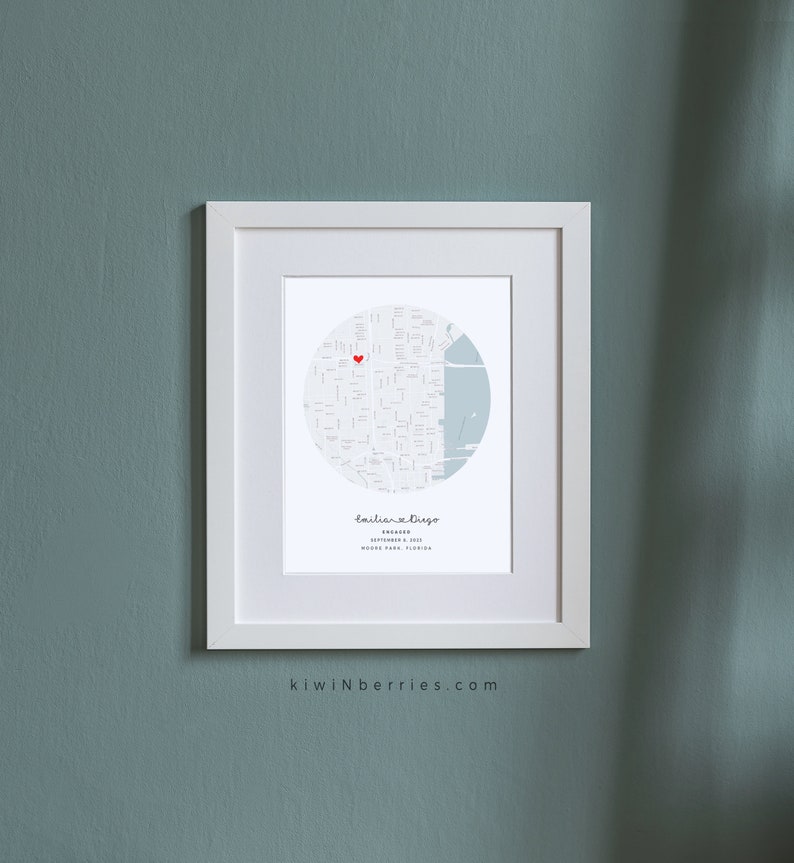 Couples Custom Gift Printable Map Personalized Engagement - Etsy