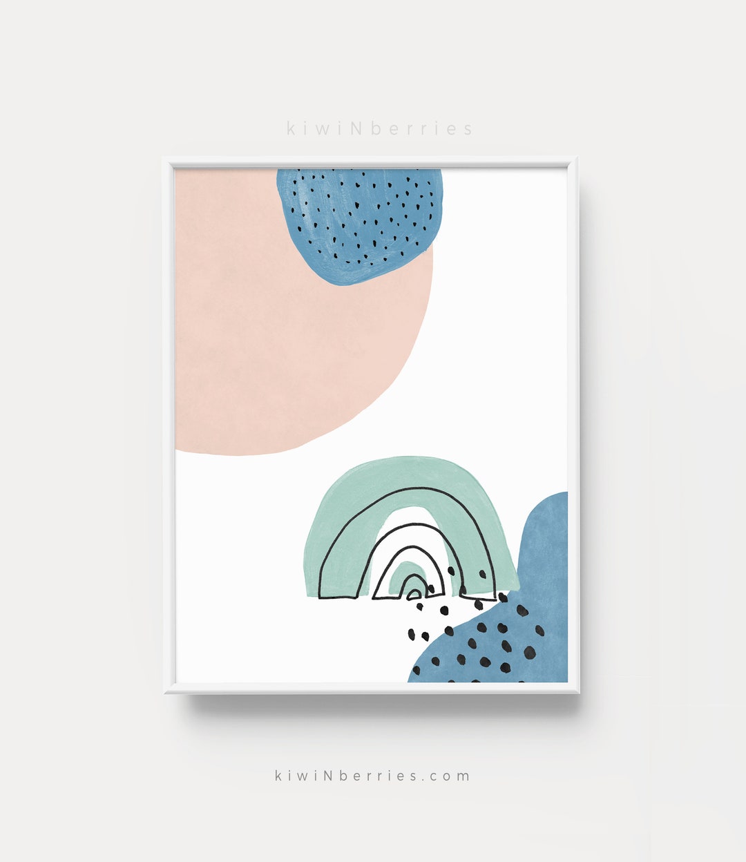 Abstract Art for Kids, Printable Wall Art, Abstract Painting, Blue Mint ...