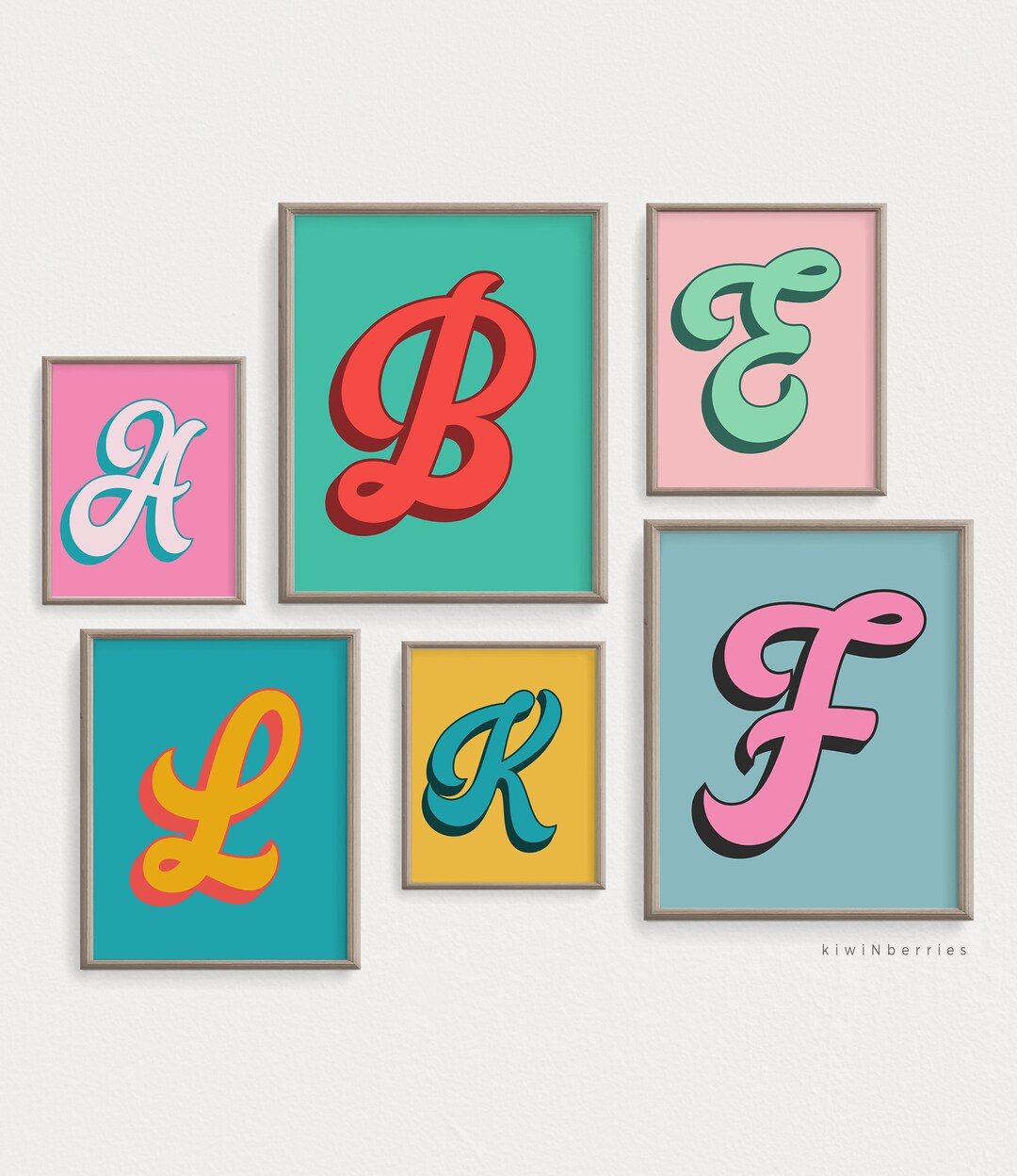 Custom Initial Letter Print, Monogram Poster Digital, Personalised ...