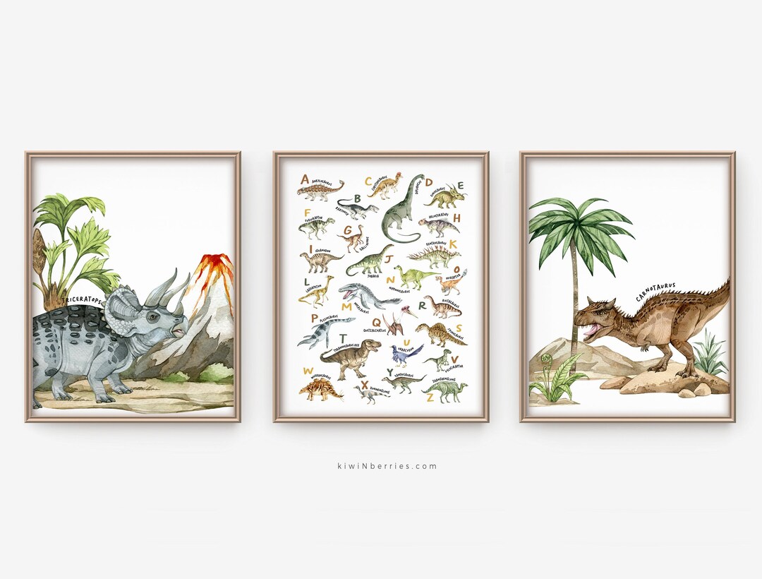 Dinosaur Alphabet Poster, Printable Wall Art for Kids, Boys Room Decor ...