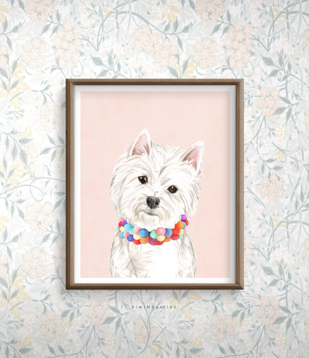 Puppy Breeds Prints, White Westie Dog Art Digital, Peach Dog Poster, Funny Prints for Playroom ...
