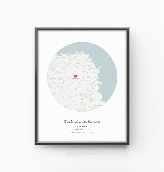 Couples Custom Gift Printable Map Personalized Engagement - Etsy