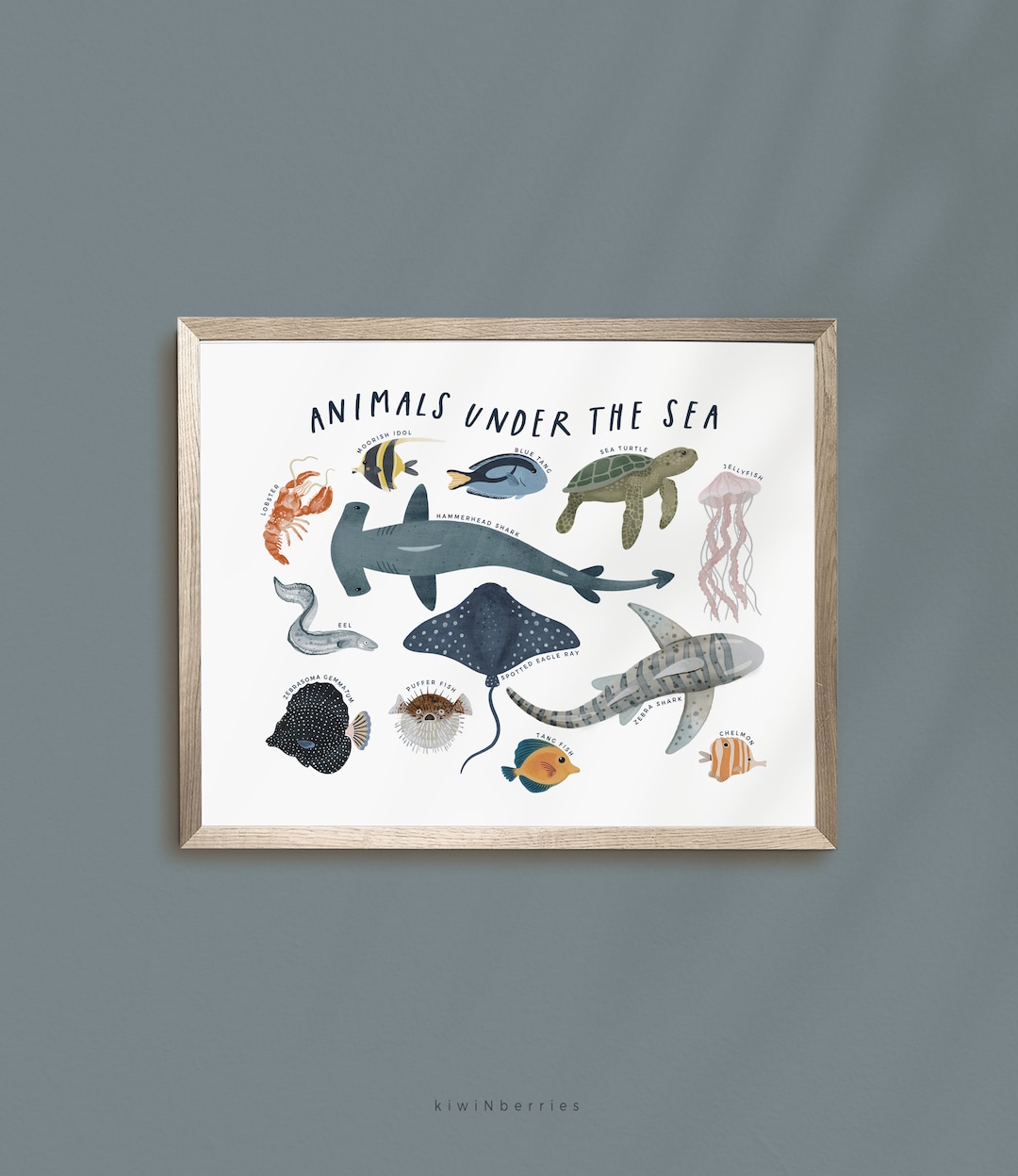 Marine Animals Poster, Under the Sea Print, Educational Ocean Species ...