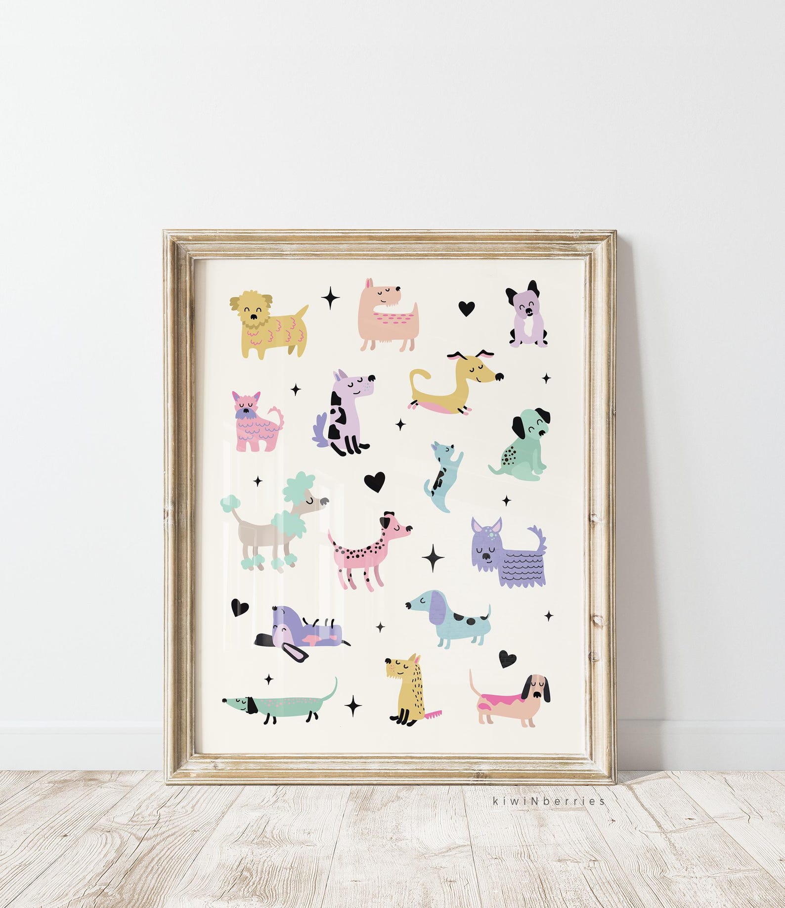 Dog Printable Posters (set of 2): Pastel Puppy Wall Art (digital Prints ...