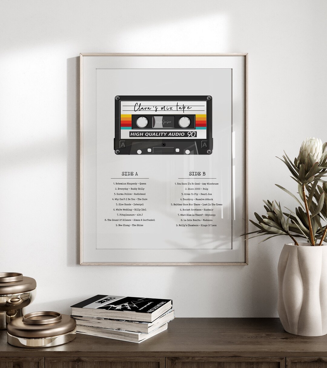 Custom Mix Tape Poster Print - Personalised Music Playlist, Retro ...