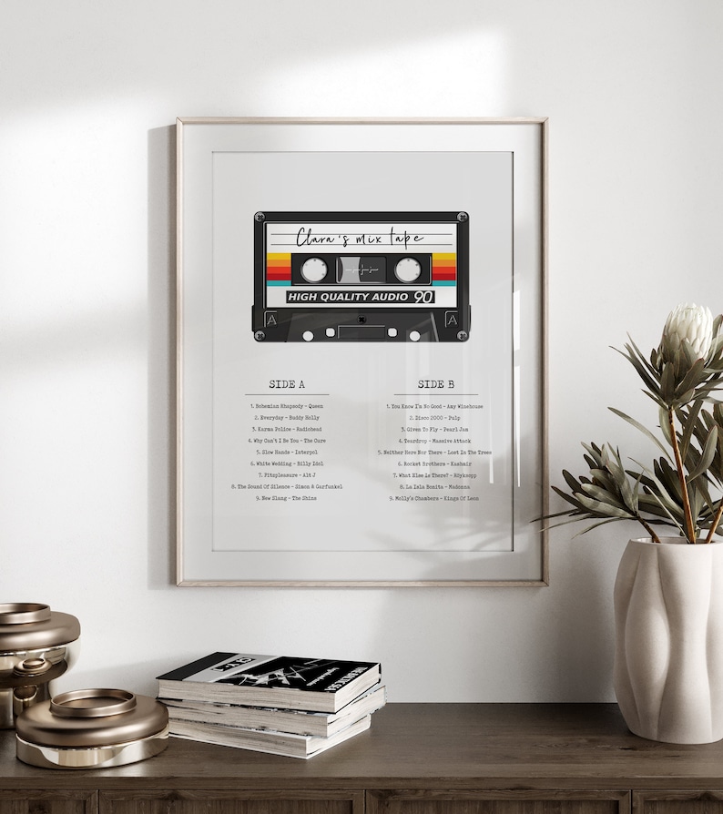 Custom Mix Tape Poster Print - Personalised Music Playlist, Retro ...