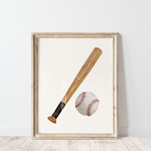 Baseball Printable, Digital Sports Art, Boy Room Decor, Bat and Ball ...