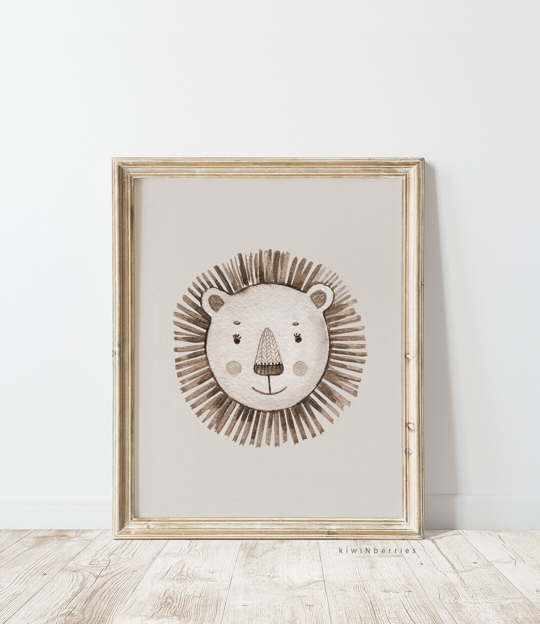 Bohemian Lion Print, Muted Beige Wall Art, Kids Printables, Boho ...