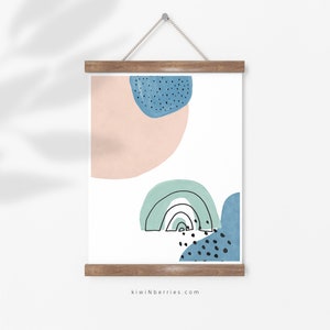 Abstract Art for Kids, Printable Wall Art, Abstract Painting, Blue Mint ...