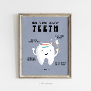 How to Have Healthy Teeth Print, Printable Decor for Dentists, Dental ...