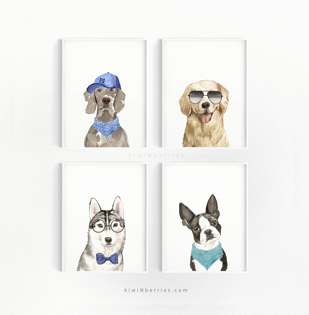 Cool Dog Prints, Boys Room Decor, Teen Boy Wall Art, Dogs Prints, Dog ...