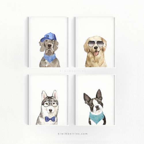 Cool Dog Prints Boys Room Decor Teen Boy Wall Art Dogs - Etsy