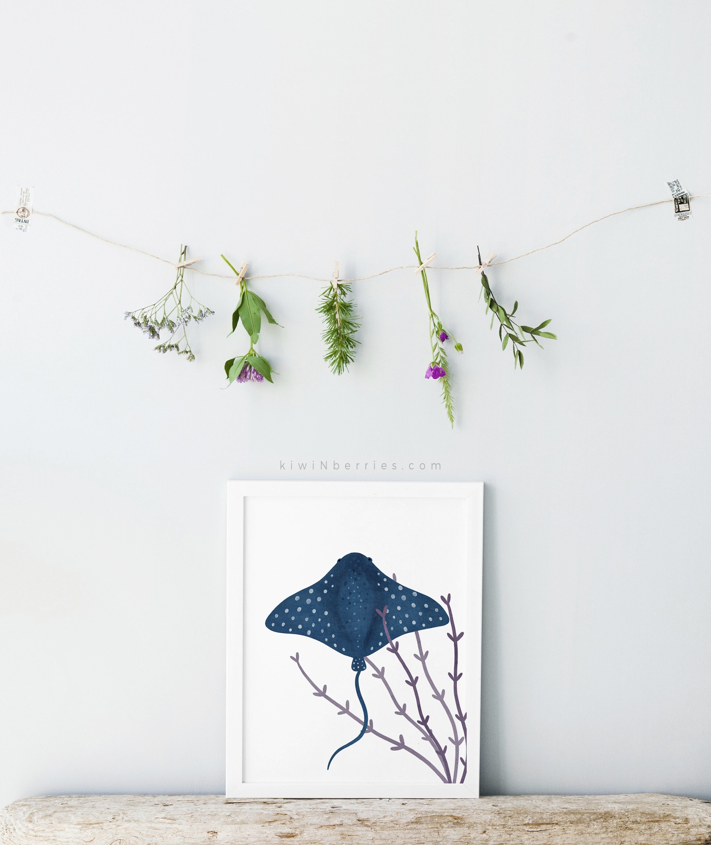 Manta Ray Print: Blue Ocean Animal Art, Coastal Decor (digital Download ...