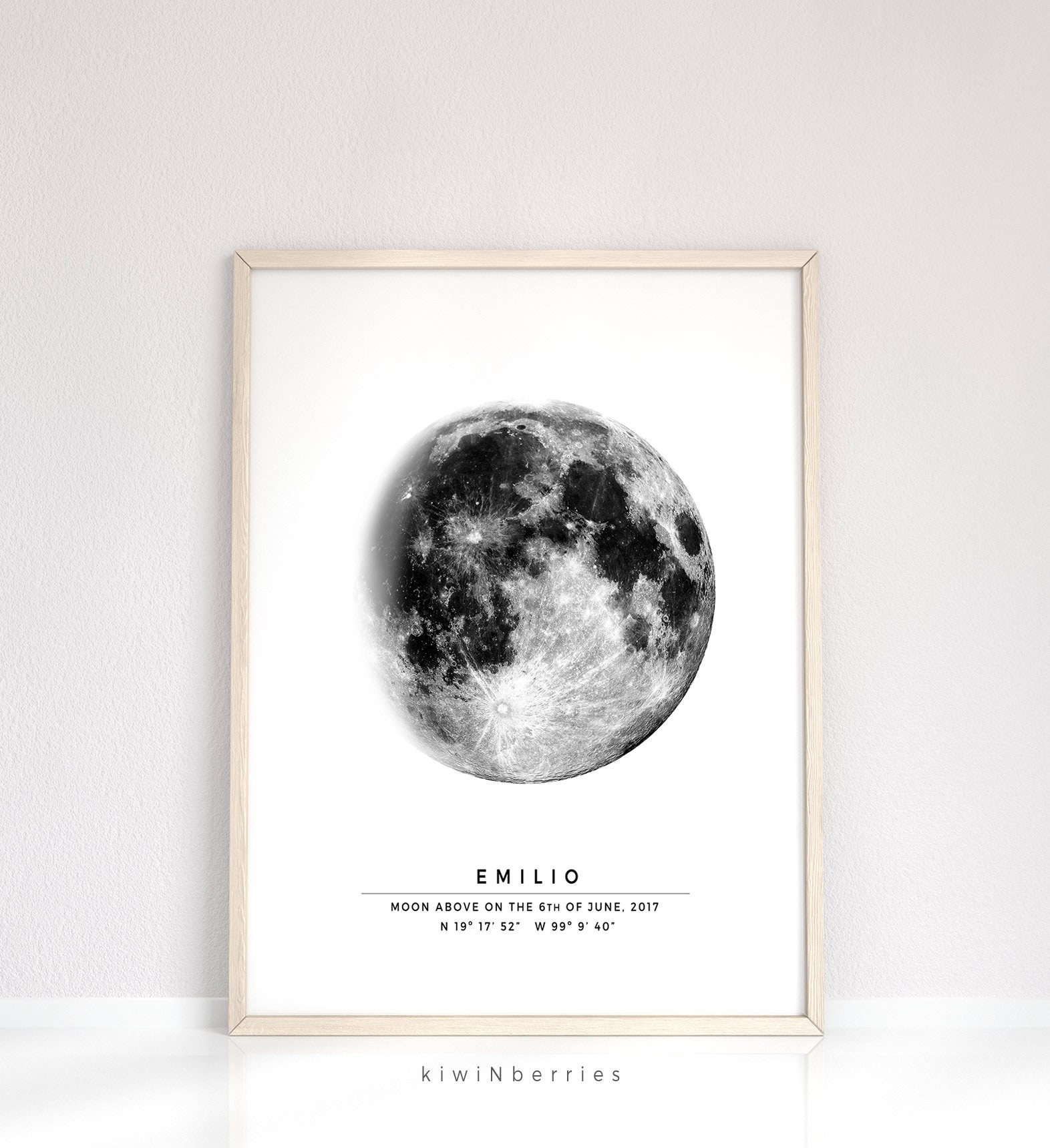 Printable Gift Custom Moon Print Personalized Moon Phase | Etsy