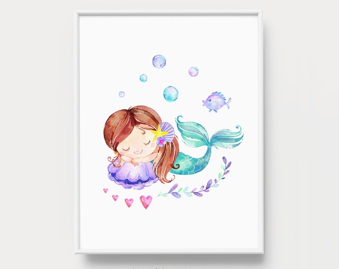Mermaid Poster Gift for Teen Girl - Ocean Dreams Salt Air - Beach ...