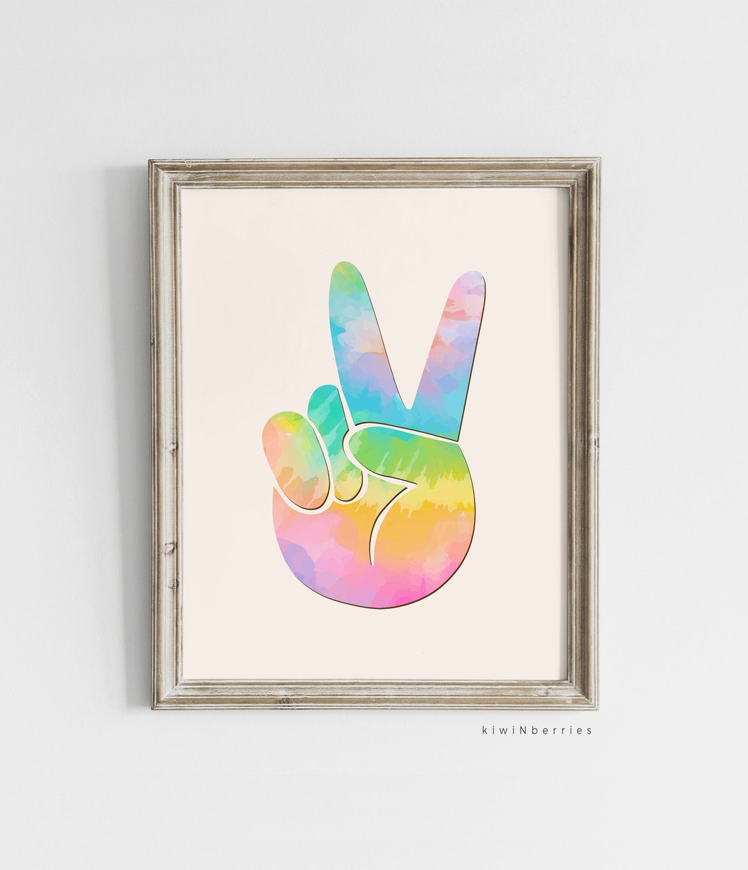 Peace and Love Hand Sign Print, Groovy Retro Digital Print, Printable ...