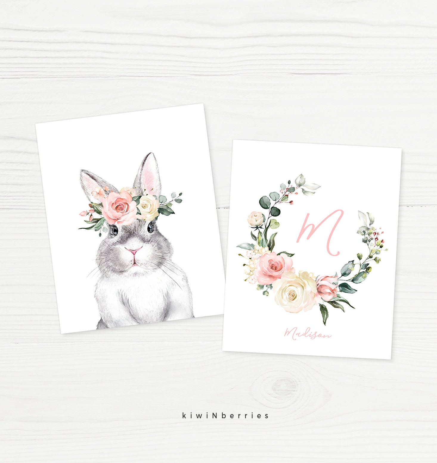 Custom Girl's Name Print Printable Gift for Girls Bunny - Etsy