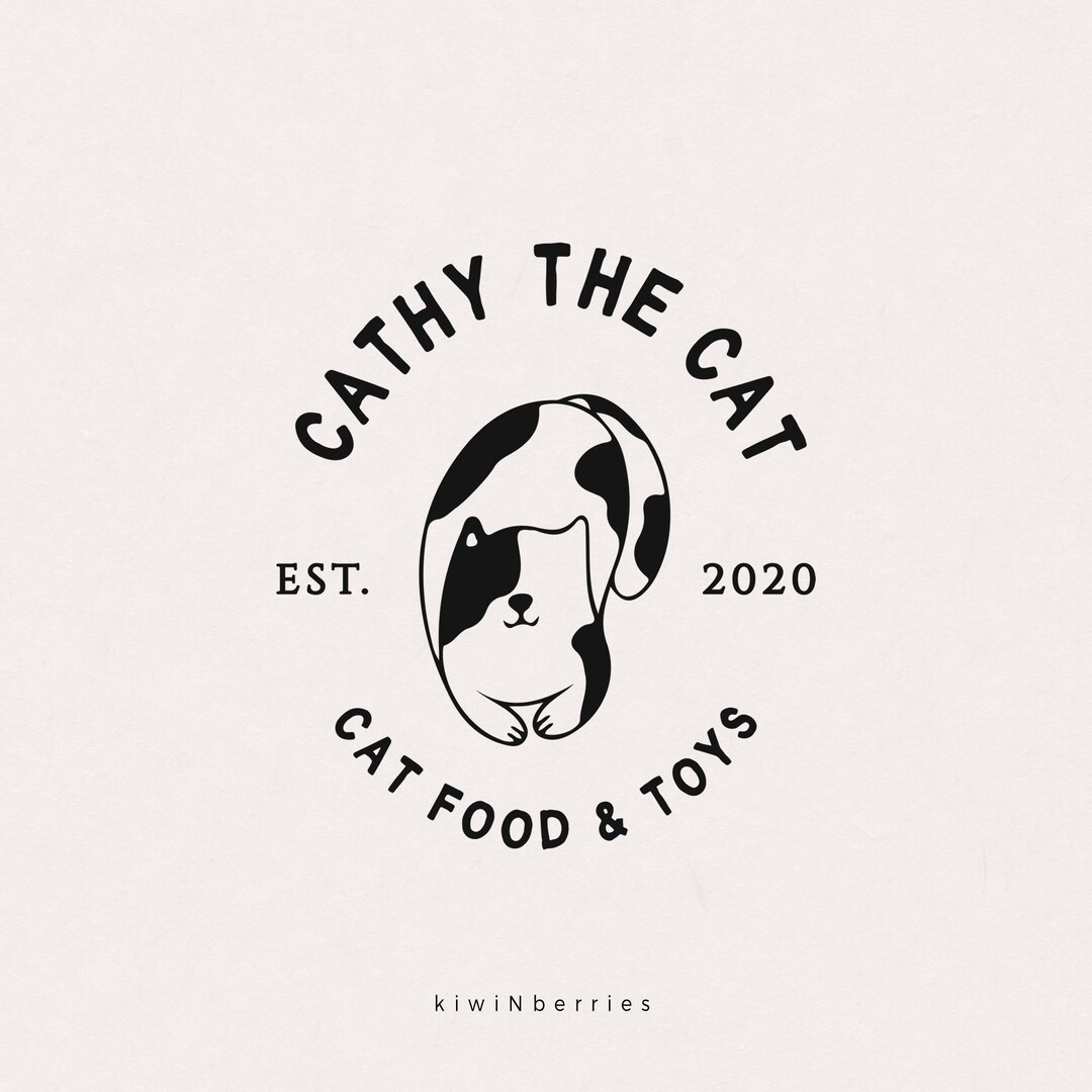 Minimalist Cat Logo | Custom Pet Business Logo | Cute Cat Branding ...
