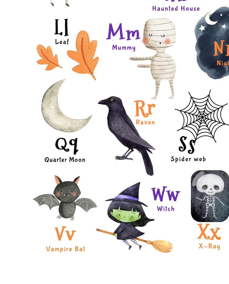 Halloween Alphabet Print: Spooky ABC Wall Art (digital Download) - Etsy