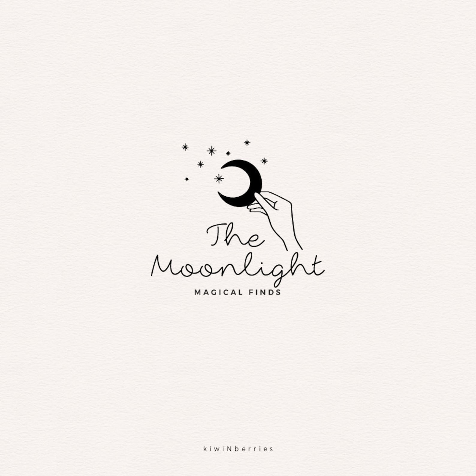 Moon & Stars Logo Design: Hand Drawn Branding (digital File) - Etsy