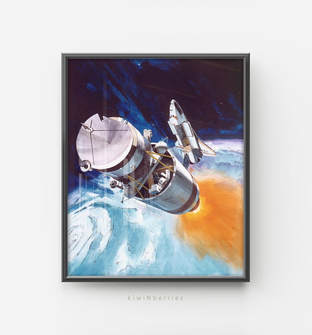 Retro Rocket Launch Printable – Vintage Space Shuttle Digital Wall Art ...