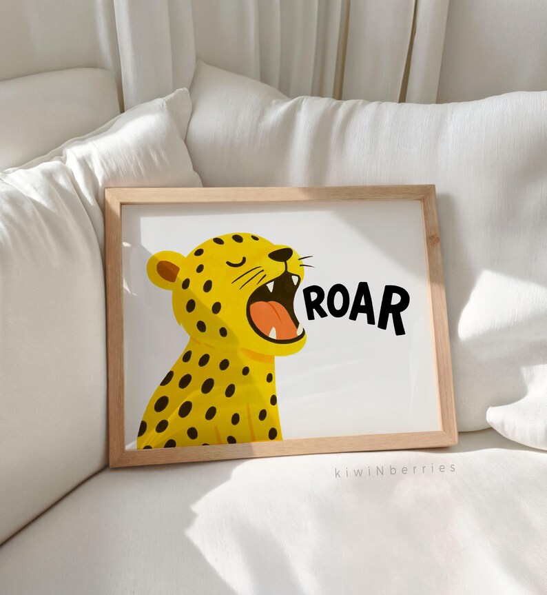 Leopard Poster Print, Wild Animals Printable, Roar Wall Art, Digital ...