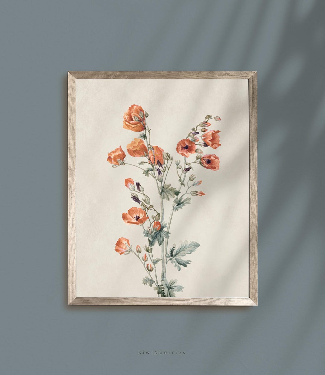 Vintage Coral Flower Print: Farmhouse Floral Bouquet Poster (digital ...