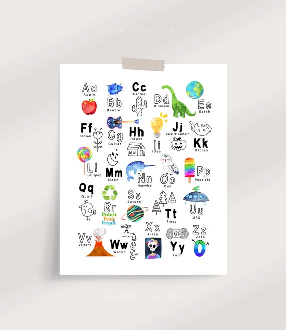 ABC Printable Alphabet Art Print ABC Printclassroom - Etsy