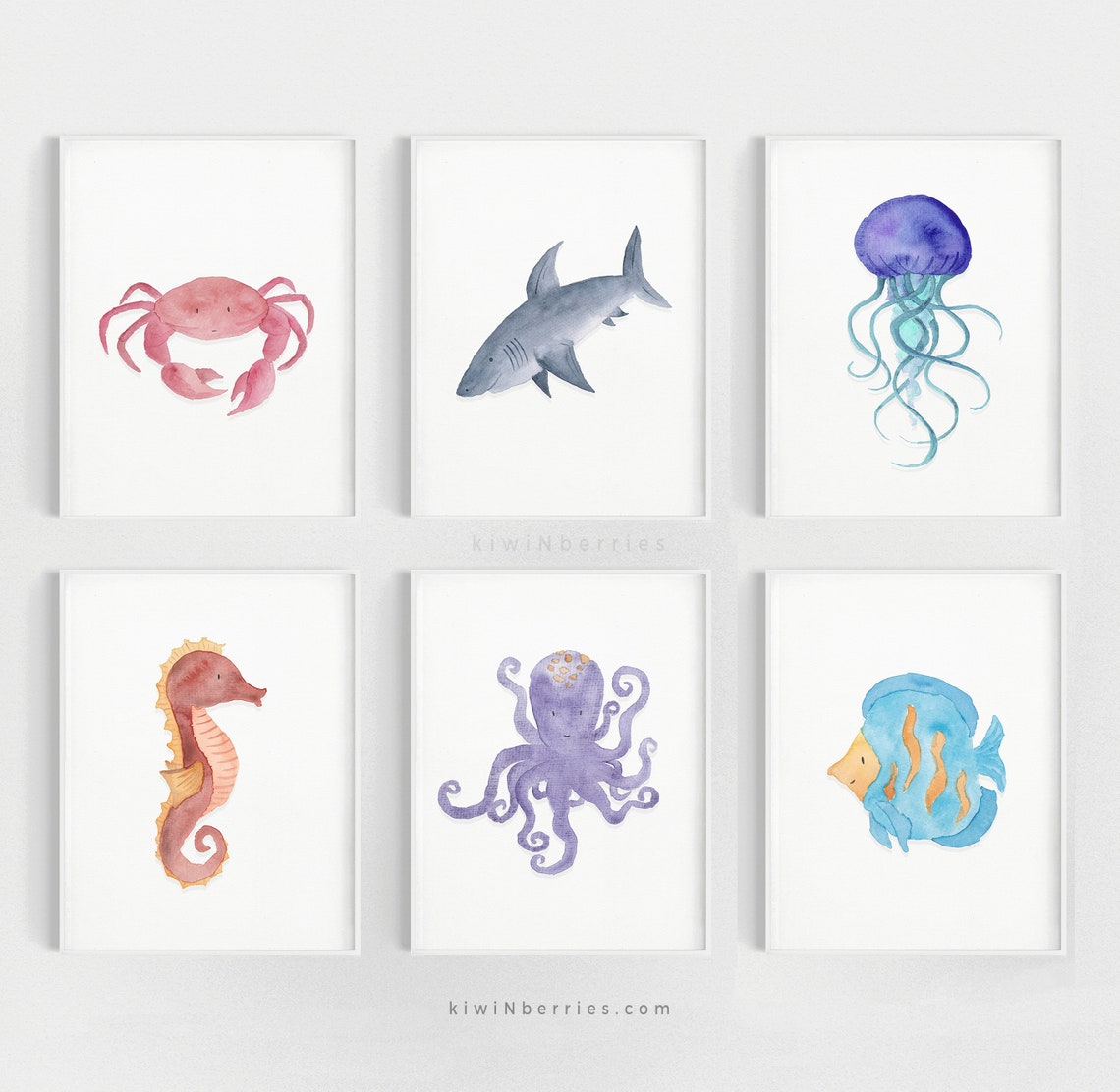 Set of 6 Sea Watercolor Collection Sea Themed Nursery - Etsy