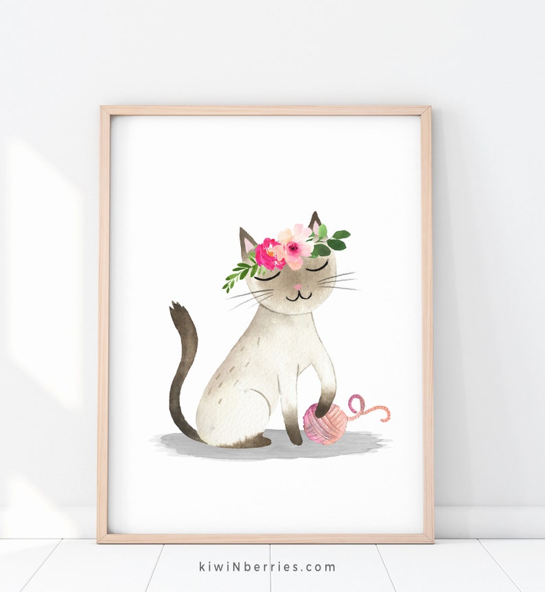 Cute Cat Prints Set of 4 Prints Watercolor Art Digital - Etsy