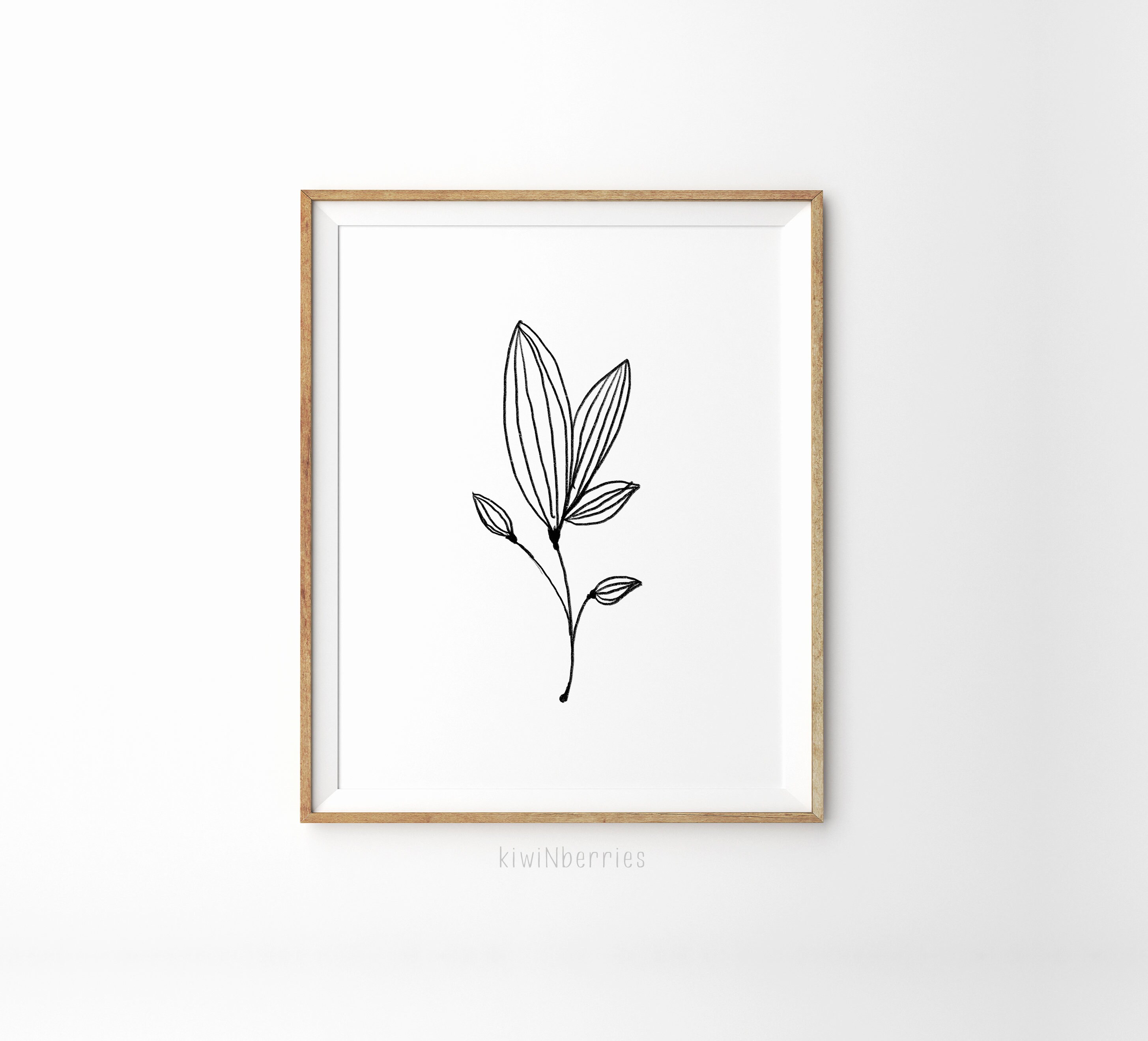 Minimalist Botanical Print Minimal Wall Art Pencil Leaf - Etsy UK