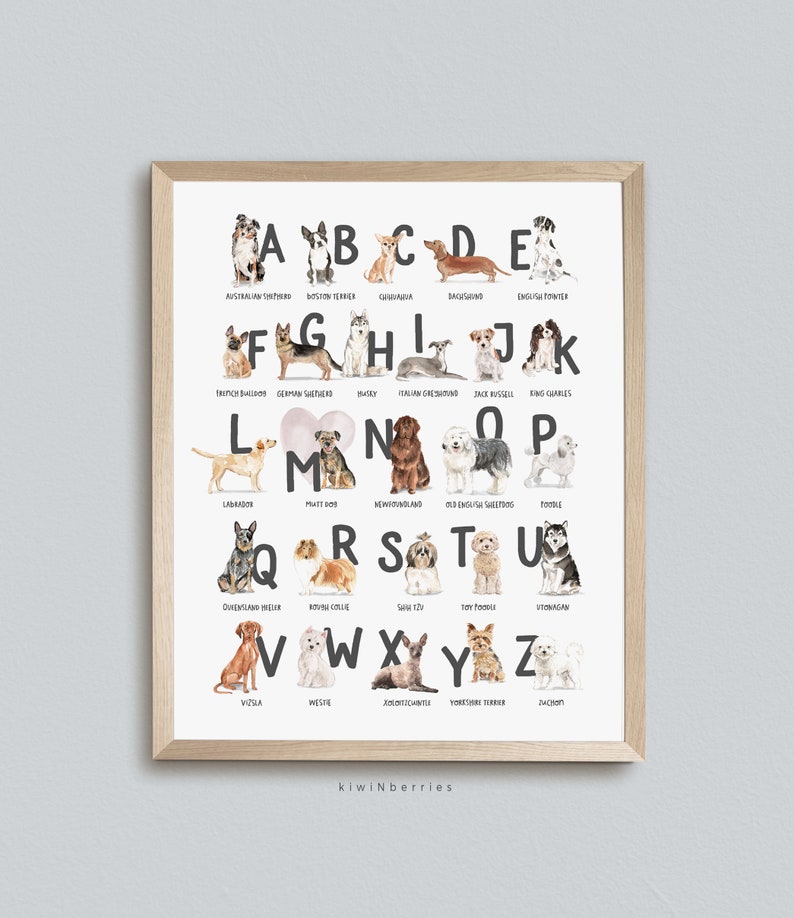 Printable Dog Alphabet A to Z Dog Breeds Print Dog Alphabet - Etsy