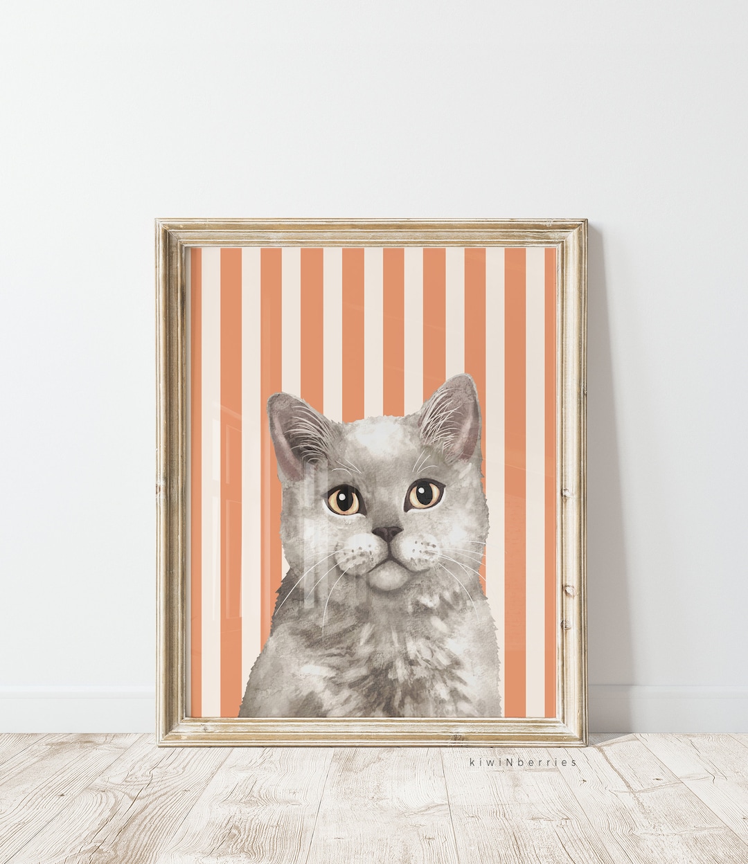 Grey Kitten Art Print: Orange Stripes, Neutral Decor (digital DIY) - Etsy