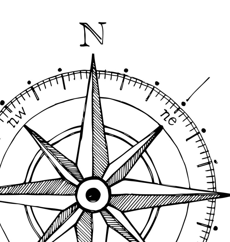 Compass Print Simple Compass Print Printable Men Gift - Etsy