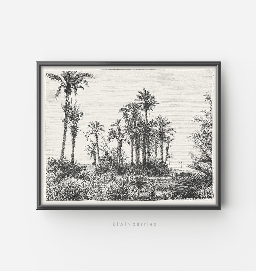 Palm Tree Print, Vintage Tree Drawing, Printable Wall Art, Downloadable ...